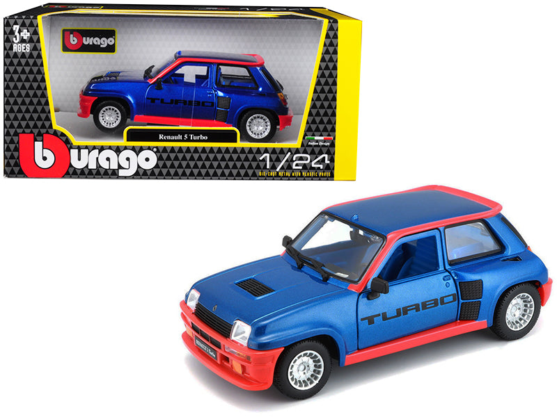 Renault 5 Turbo Metallic Blue with Red Accents 1/24 Diecast Model Car ...