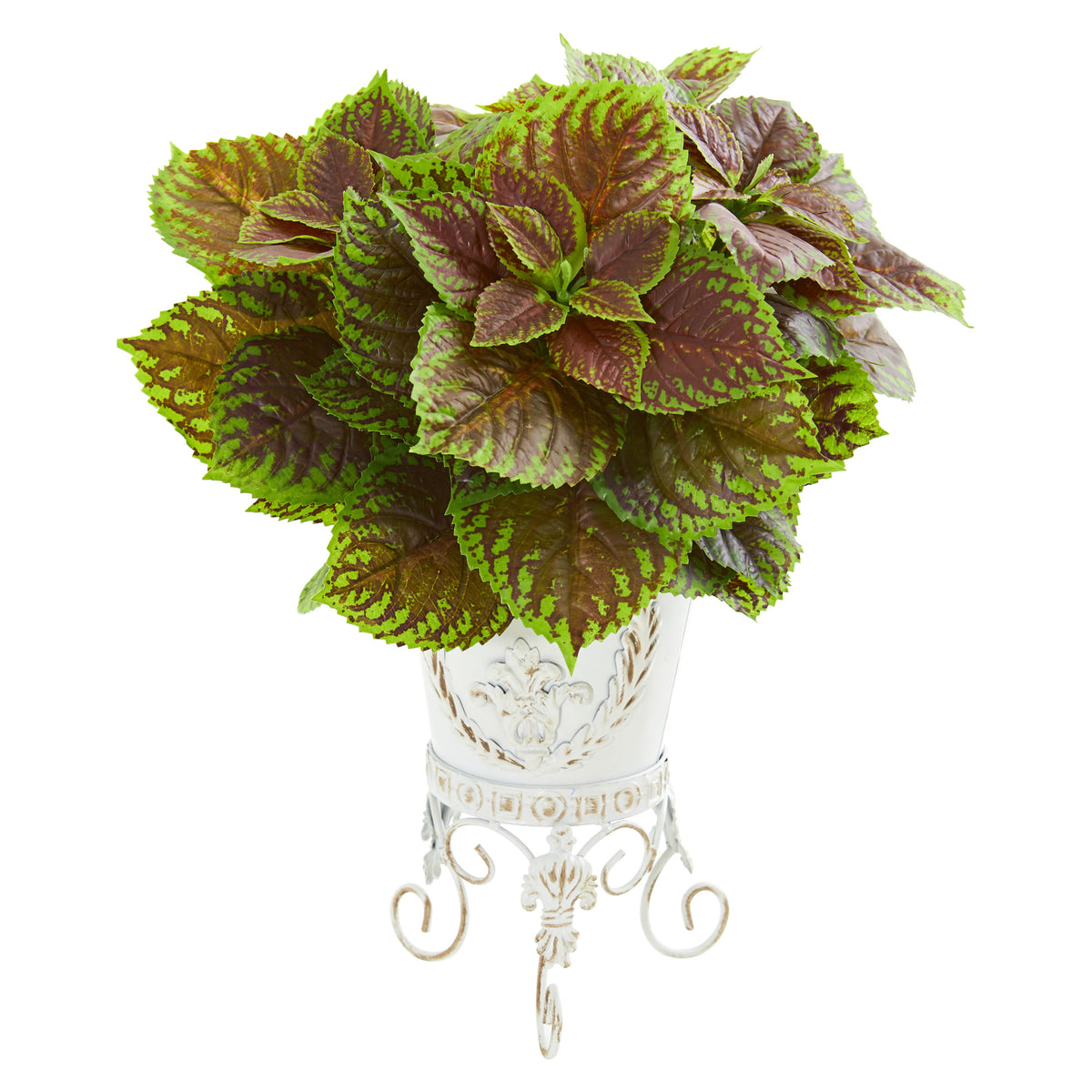 19" Coleus Artificial Plant in White Planter (Real Touch) by Nearly ...