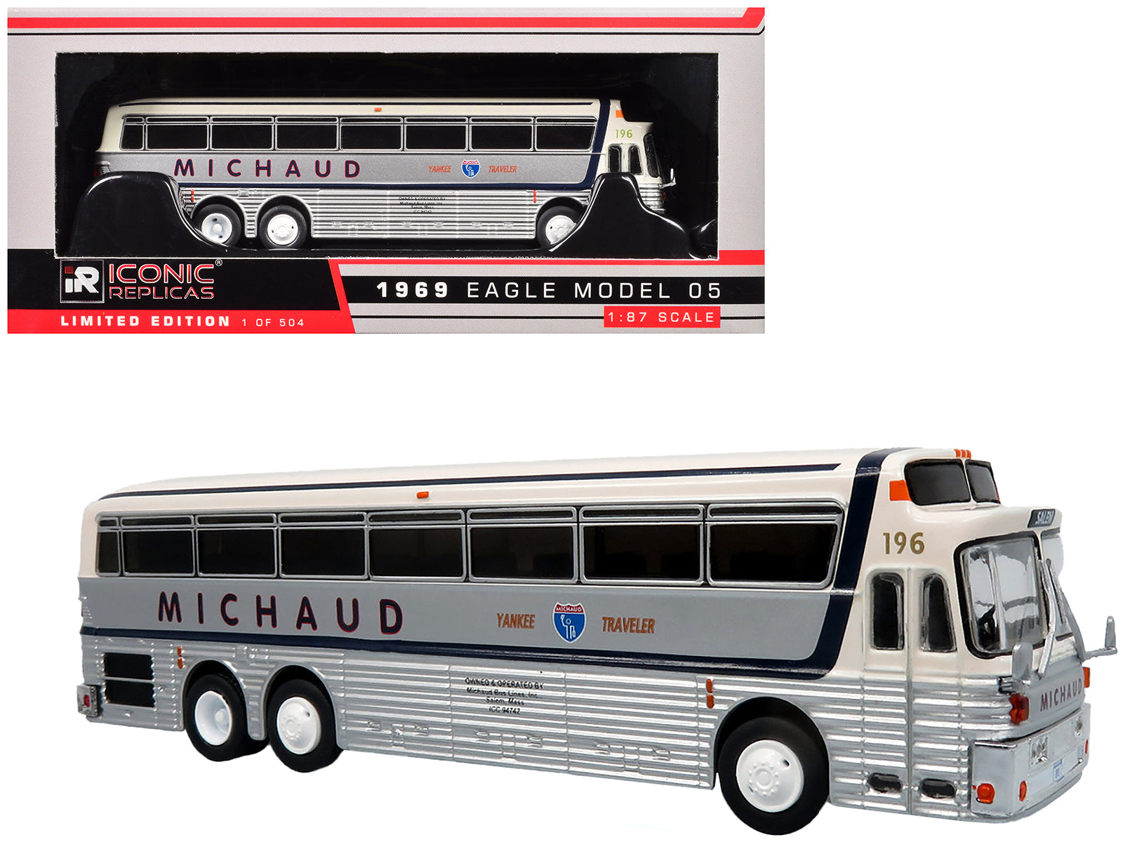1969 Eagle Model 05 Coach Bus "Michaud Bus Lines Yankee Traveler" White ...