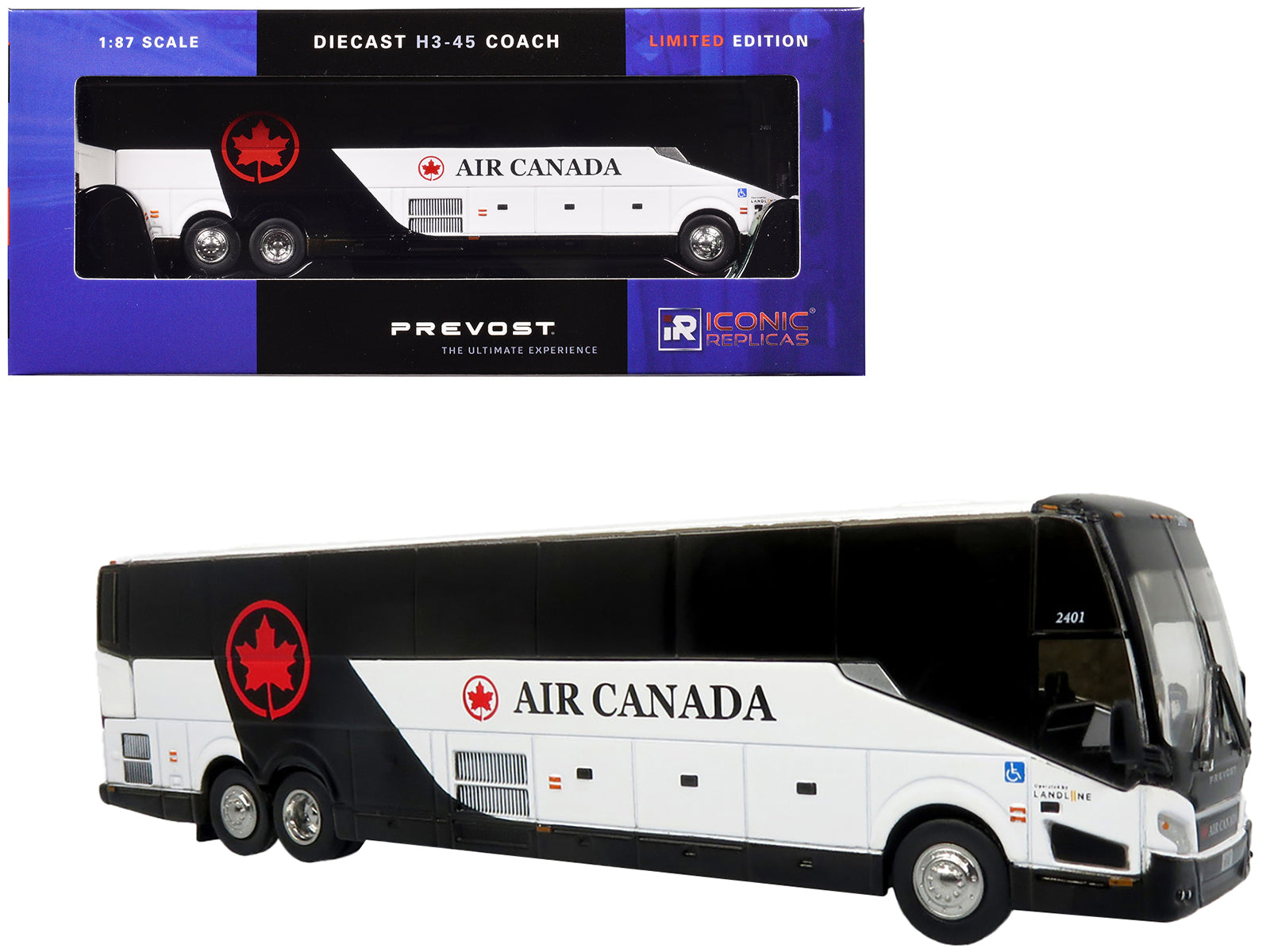 Prevost H3-45 Coach Bus "Air Canada Landline" Black and White Limited ...