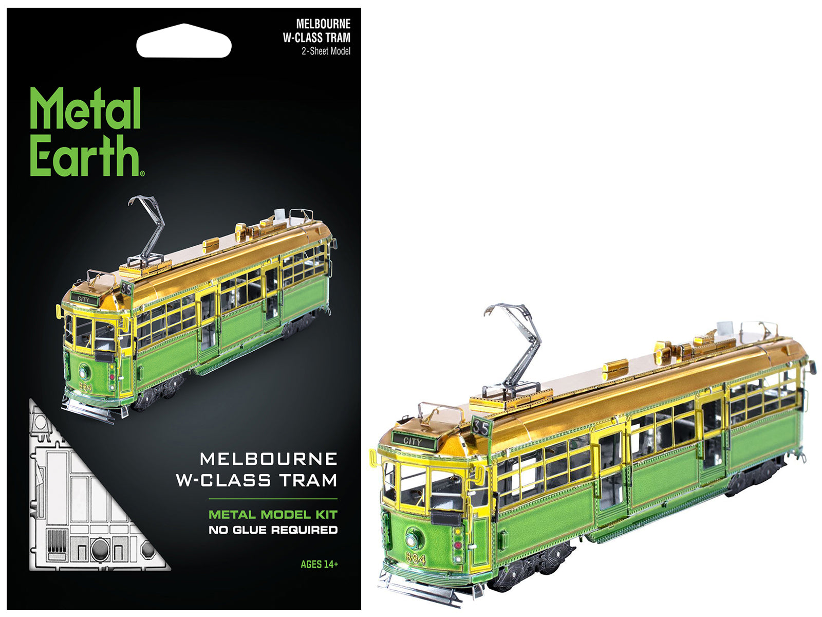 Model Kit Melbourne W-class Tram Green and Gold (Moderate Difficulty ...