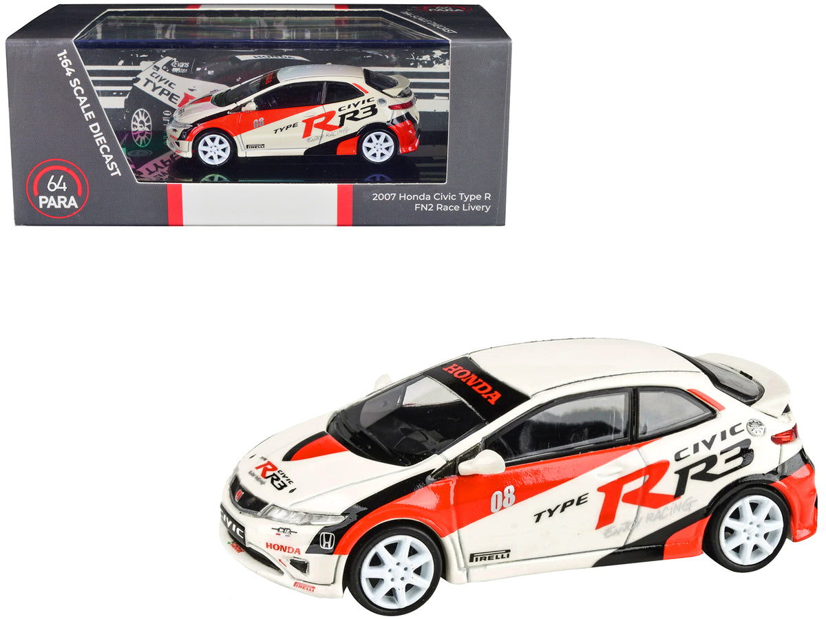 2007 Honda Civic Type R FN2 White "Race Livery" 1/64 Diecast Model Car ...