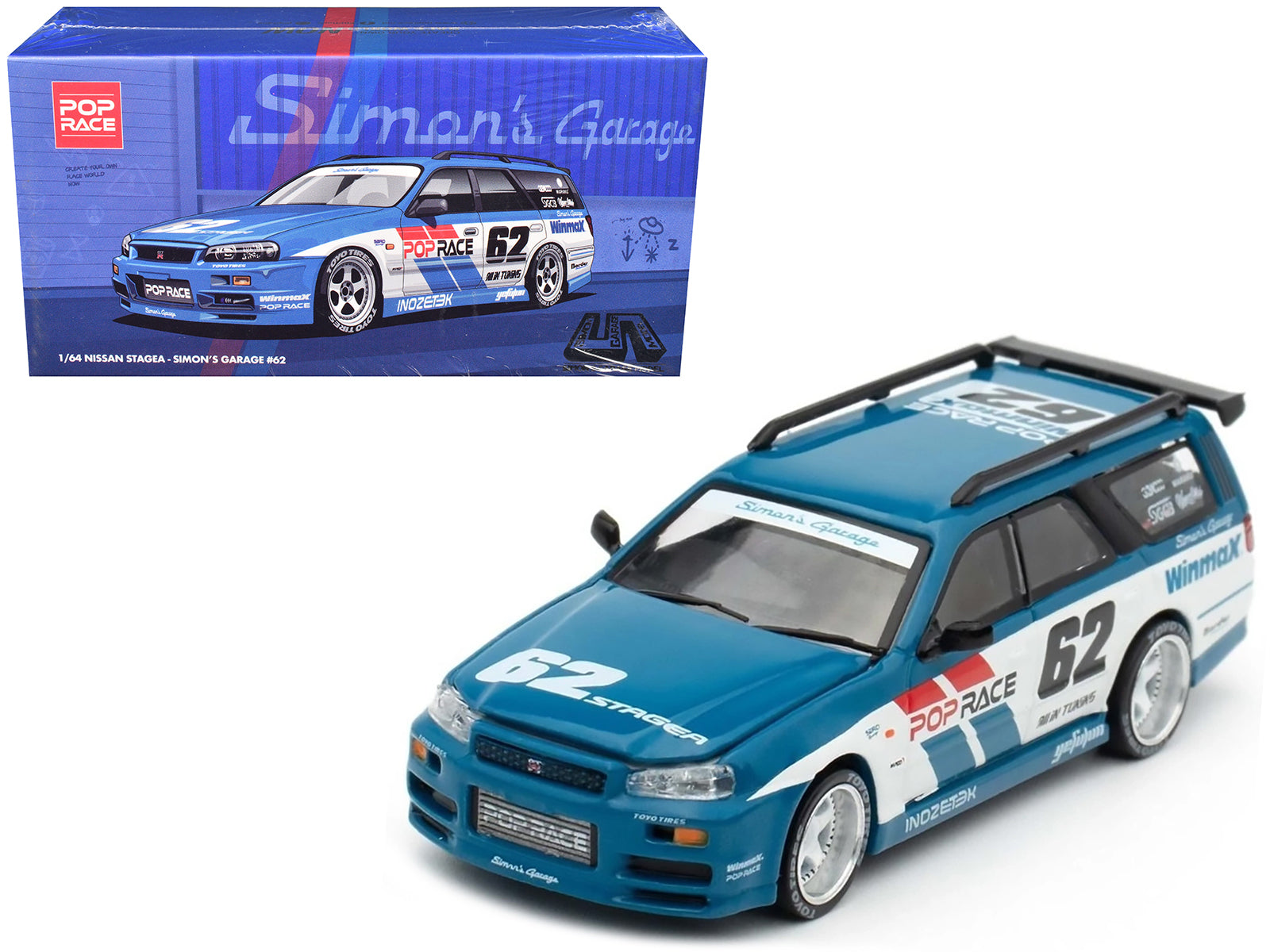 Nissan Stagea RHD (Right Hand Drive) #62 "Simon's Garage" Blue with ...