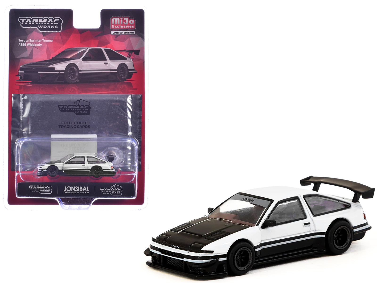 Toyota Sprinter Trueno AE86 Widebody RHD (Right Hand Drive) White and Black with Tarmac Cards ...