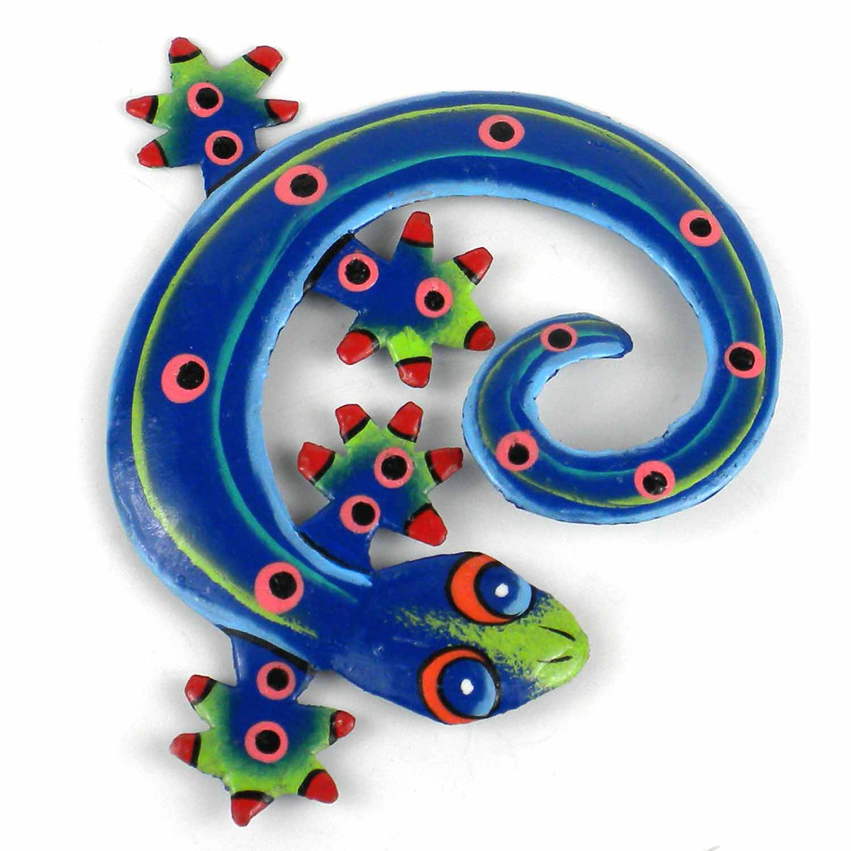 Hand Painted Round Metal Gecko Tropical Design Caribbean Craft by ...